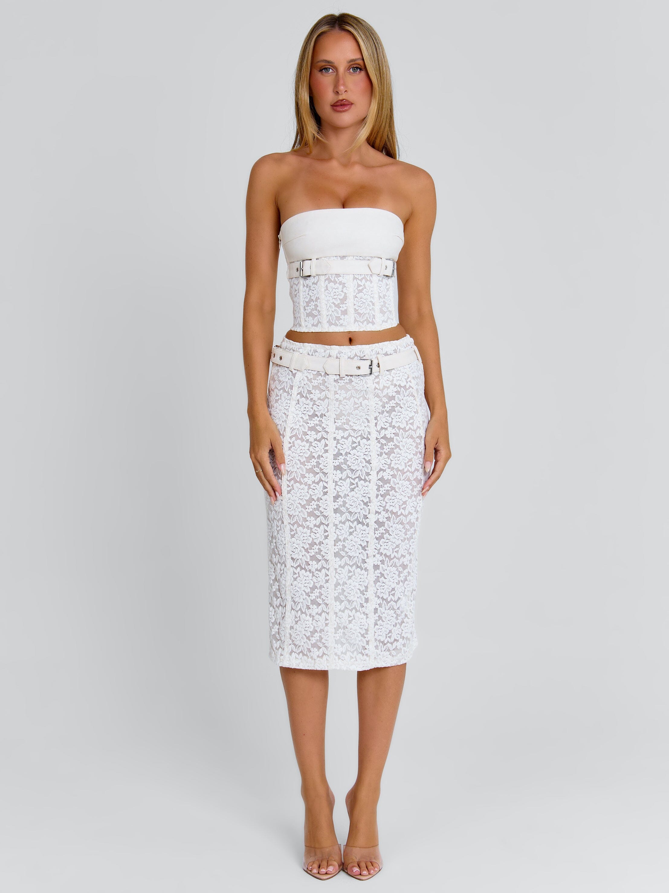 Lunalla Midi Skirt Ivory | Outcast UK
